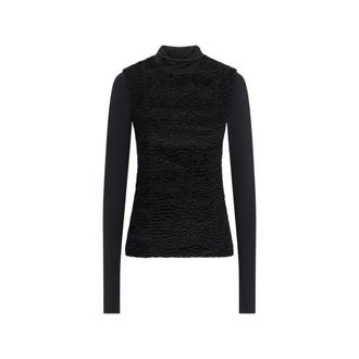 Darkpark Joy Double Fabric Faux Astrakan & Jersey Top - - Tops - Damen - Schwarzk - S