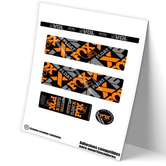 Generico Ref: VP481 Aufkleber, kompatibel mit Sto&szlig;d&auml;mpfer, FOX FLOAT X FACTORY 2021-22 MTB, Sticker, Aufkleber, Aufkleber f&uuml;r Mountainbikes. (Orange)