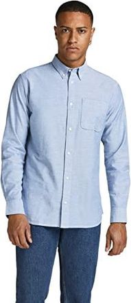 Jack & Jones Homme Jprblubrook Oxford T-Shirt L/S Noos Chemise, Bleu Cachemire/Coupe : Coupe Ajustée, S EU