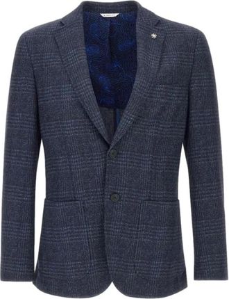 Manuel Ritz Homme, Costumes, Bleu, Taille: 2XL Micro-pattern Viscose Jersey Blazer