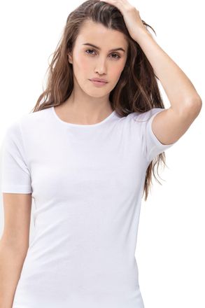 Mey T-Shirt MEY Noblesse, Damen, Gr. 38, wei&szlig;, Feinripp, Obermaterial: 100% Baumwolle, schmal h&uuml;ftbedeckend, Rundhals, Shirts T-Shirt, ohne auftragende Se