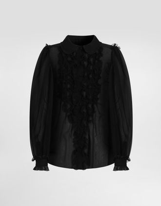 Dolce & Gabbana Hemd Aus Chiffon - Frau Collection Schwarz Seide 46