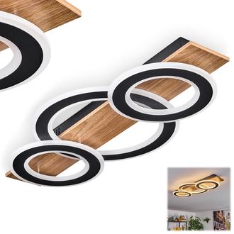 HOFSTEIN LED Deckenleuchte Besperia, Deckenlampe aus Metall/Kunststoff in Schwarz/Holzoptik/Weiß, Leuchte im modernen Design, 50 Watt, 4700 Lumen, Esszimmer, W