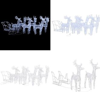 vidaXL Décoration de Noël Rennes et traîneau 320 LED Acrylique - Décoration De Noël - Lumières Led - Renne - Traîneau - Éclairage Extérieur - Home & Living