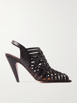 Stella McCartney Escarpins À Brides Arrière En Matière Vegan Tressée - Marron