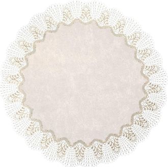 Plauener Spitze 4048M02_14_65 Tischdecke Design Oslo, 14 cm breite Spitze, 65 cm, rund