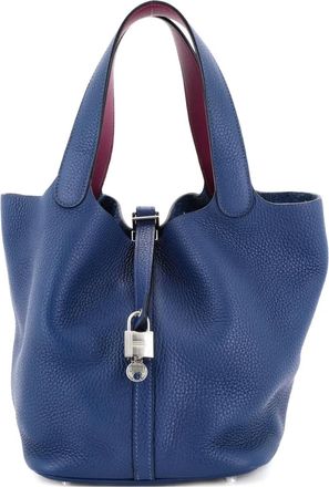 Herm&egrave;s Eclat Picotin Lock Bag Clemence MM bucket bag - Blau