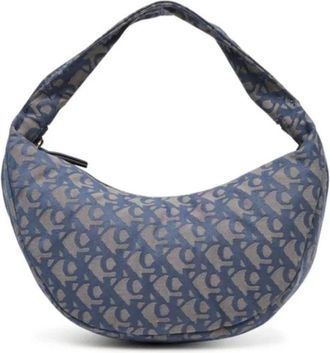 Calvin Klein Femme, Sacs, Bleu, Taille: ONE Size Allover Monogram Crescent Shoulder Bag