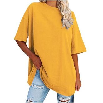 Generic T-shirts pour femme - T-shirt surdimensionn&eacute; - Chemisier d&eacute;t&eacute; - Manches courtes - D&eacute;contract&eacute; - Col rond - Pull uni - T-shirt ample - Haut basique - T