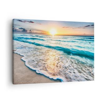 Arttor Bilder auf Leinwand Meer Welle Strand Leinwandbild mit Rahmen 70x50cm Wandbilder Dekoration Wohnzimmer Schlafzimmer Küche Deko Klein Wanddeko Bild Wan