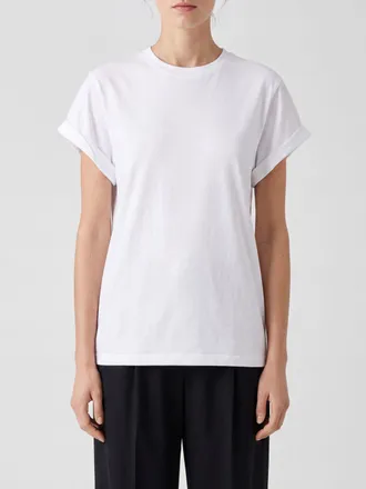 Victoria Beckham Rundhals-T-Shirt aus Baumwolle mit kurzen &Auml;rmeln und &uuml;berschnittenen Schultern