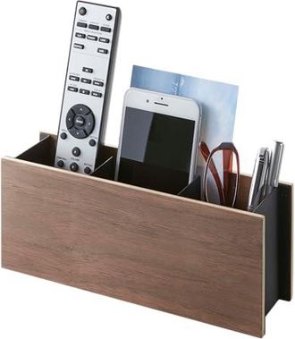 Yamazaki Tableware Yamazaki 2731 RIN Stifte- & Fernbedienungshalter, schwarz, Holz/Stahl, Minimalistisches Design, 25 x 7 x 10,2 cm (LxBxH)