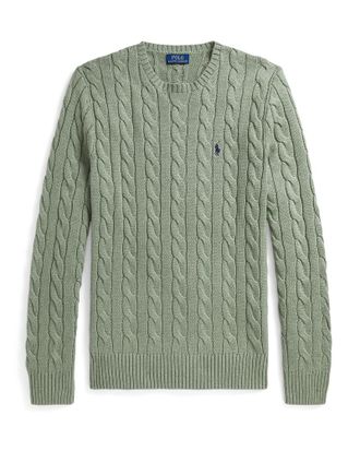 Ralph Lauren Rundhalspullover mit Zopfstrickmuster und kleiner Pony-Stickerei in