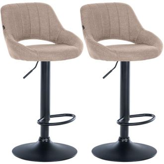 Clp Lot de 2 tabourets de bar Milet en tissu Taupe M&eacute;tal noir mat