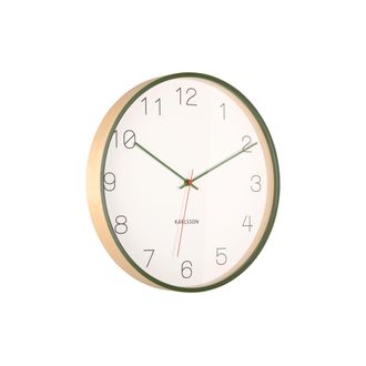 Karlsson Wall Clock Joy Wood w. Dark Green Accents