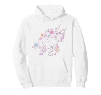 Trendy Apparel Flower Triceratops Cute Pastel Color Design Pullover Hoodie
