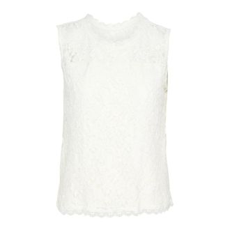 Cream Spitzentop Schneewei&szlig; Femininer Stil - - Tops - Damen - Wei&szlig; - XS