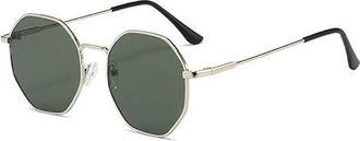 Generic Lunettes de soleil r&eacute;tro &agrave; monture en m&eacute;tal tendance pour homme et femme - Lunettes de soleil tendance pour voyage, photographie de rue, Cadre argent&eacute;