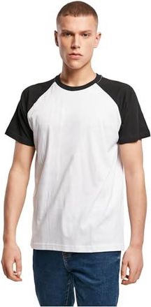 Build Your Brand Raglan Contrast Tee T-Shirt, White/Black, XXXXX-Large Homme