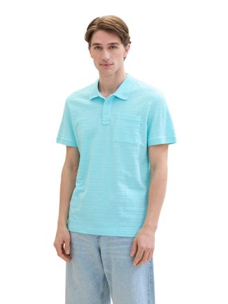 Tom Tailor Herren Basic Poloshirt mit Struktur, caribbean turquoise, XXL