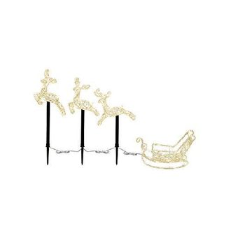 Konstsmide LED Acryl-Set Schlitten mit 3 Rentieren, Schlittenmaße: B: 40cm, H: 25 cm T: 16 cm, 60 warm weiße Dioden, 24V Außentrafo, transparentes Kabel - 4447-1