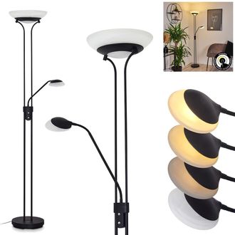 HOFSTEIN LED Stehleuchte Mairoa, Bodenlampe aus Metall in schwarz, moderne Stehlampe mit An-/Ausschalter am Geh&auml;use und stufenlos dimmbar, 1 x LED 27 Watt, max