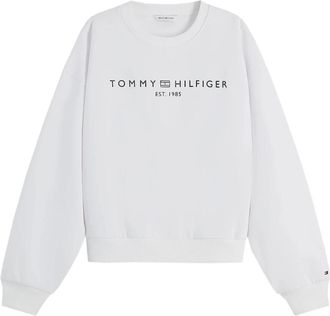 Tommy Hilfiger Femme, Sweatshirts et sweats &agrave; capuche, Blanc, Taille: 34 FR Corp Logo Mdrn Swtsrt