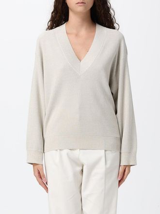 Brunello Cucinelli V-Ausschnitt-Pullover aus reinem Kaschmir mit Rippb&uuml;ndchen