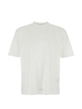 C.P. Company Mens T-Shirt Ribbed Crewneck White Cotton T-Shirts And Polos