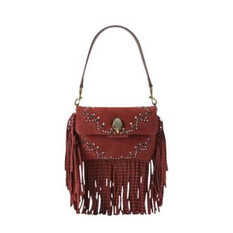 Kurt Geiger Sac Bandouli&egrave;re &agrave; Franges Oxford - Femme - Sacs - Rouge - Taille: ONE Size