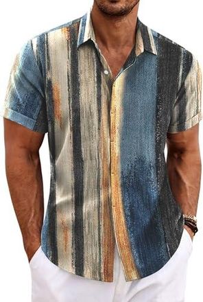 Coofandy Chemises hawa&iuml;ennes &agrave; manches courtes pour homme, chemise d&eacute;t&eacute; d&eacute;contract&eacute;e &agrave; motif floral, Peinture, 3XL