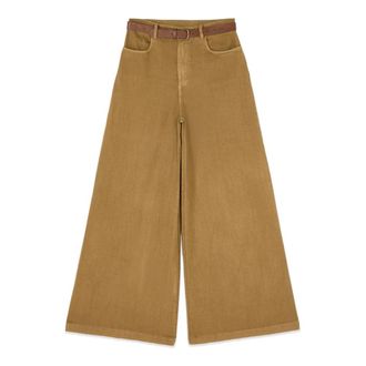 Oltre Weite Hose aus baumwollgef&auml;rbtem Stoff - - Trousers - Damen - Gr&uuml;n - 3XL