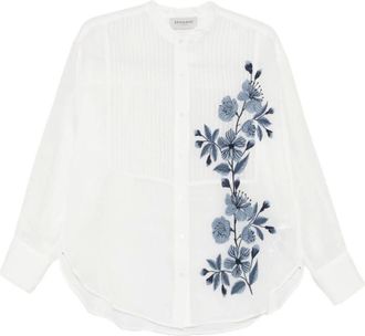 Ermanno Scervino Femme, Blouses et Chemises, Blanc, Taille: 36 FR Chemise &agrave; Col Mao avec Broderies Florales