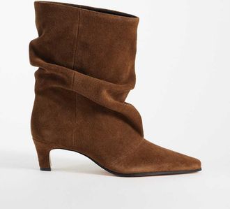Steve Madden Vexa - Bottes fronc&eacute;es mi-hautes en daim &agrave; petit talon - Marron fonc&eacute;