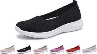 Generic Baskets &agrave; enfiler pour femme - Coupe large - Maille respirante - Pour la marche, la course &agrave; pied - Semelle souple confortable - Tennis athl&eacute;tique - A