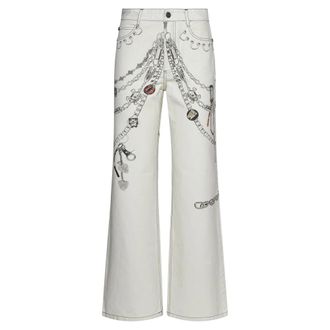 John Richmond Flared-Hose mit Grafikmotiv - - Jeans - Damen - Wei&szlig; - M