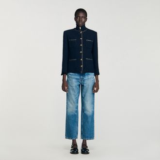 Sandro Veste en tweed &agrave; galons fantaisie