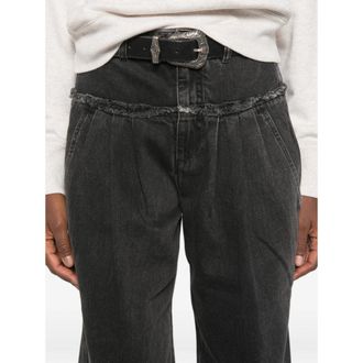 Isabel Marant Acid-Washed Cotton Trousers - Black