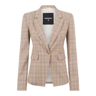 Patrizia Pepe Femme, Vestes, Beige, Taille: 42 FR Blazer Fluide &agrave; Carreaux