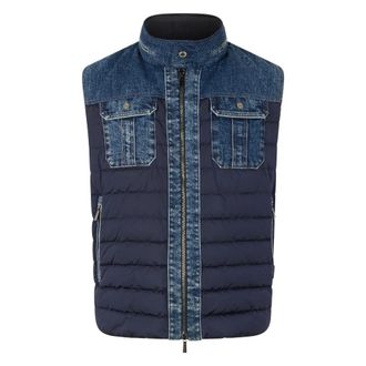 Moorer Homme, Vestes, Bleu, Taille: 2XL Denim-Insert Padded Vest