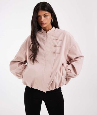 Asos bomber en coton avec col mao rose