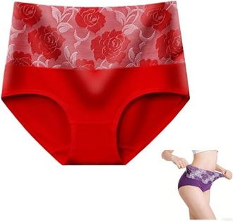 Generic Sous-v&ecirc;tements &eacute;tanches pour femme, taille haute, extensible, sans couture, contr&ocirc;le du ventre, en coton, Rouge, 4XL