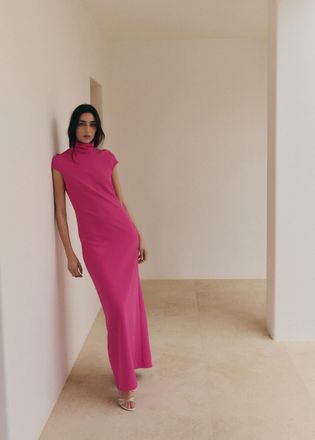 Mango Long dress with open back fuchsia - Femme - S - MANGO