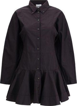 Ganni Shirtkleid mit R&uuml;schensaum