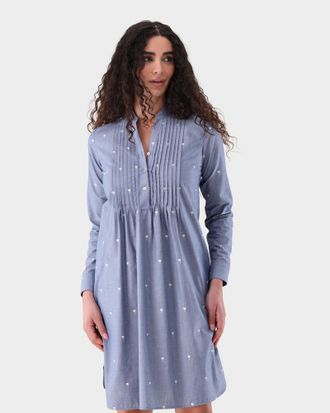 van Laack Knielanges Schlupfkleid in Jeans Optik mit Palmen Druck