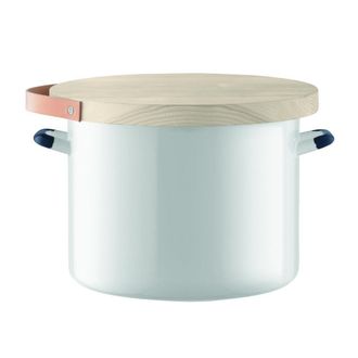 LSA International Utility Brotkasten mit Esche Board, Emaille, Milch Wei&szlig;, 31 cm