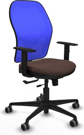 Piqueras y Crespo Gepolsterter B&uuml;rostuhl mit 1D-Armen, h&ouml;henverstellbare Lendenwirbelst&uuml;tze, ausgestattet mit Syncro/Traslack und injiziertem Schaumstoff, Blau/Dunkelbr