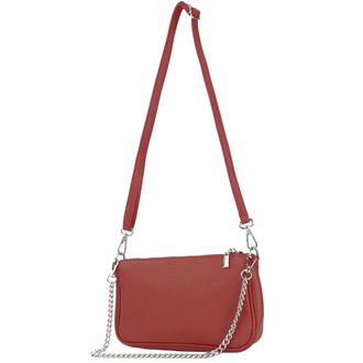 modamoda.de T237 - Umh&auml;ngetasche Klein Small aus ital. Leder, Farbe:Rubinrot