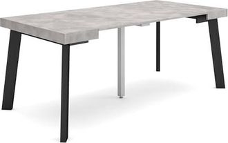 Skraut Home | Ausziehbarertisch | Multifunktionaler ausziehbarer | 180 | Für 8 Gäste | Hölzerne Beine | Moderner Stil | Zement