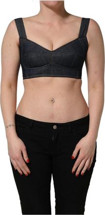 Dolce & Gabbana Femme, Tops, Noir, Taille: 38 FR Denim Corset Bralette Top